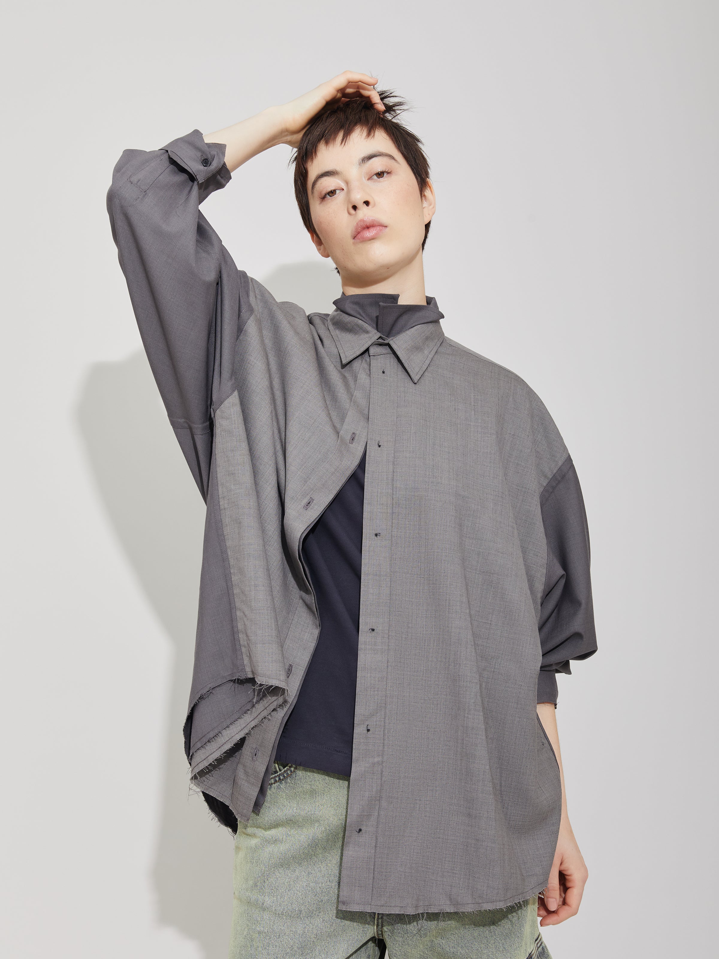 Dust Grey 2-In-1 Double Layered Reversible Hybrid Shirt – LANG